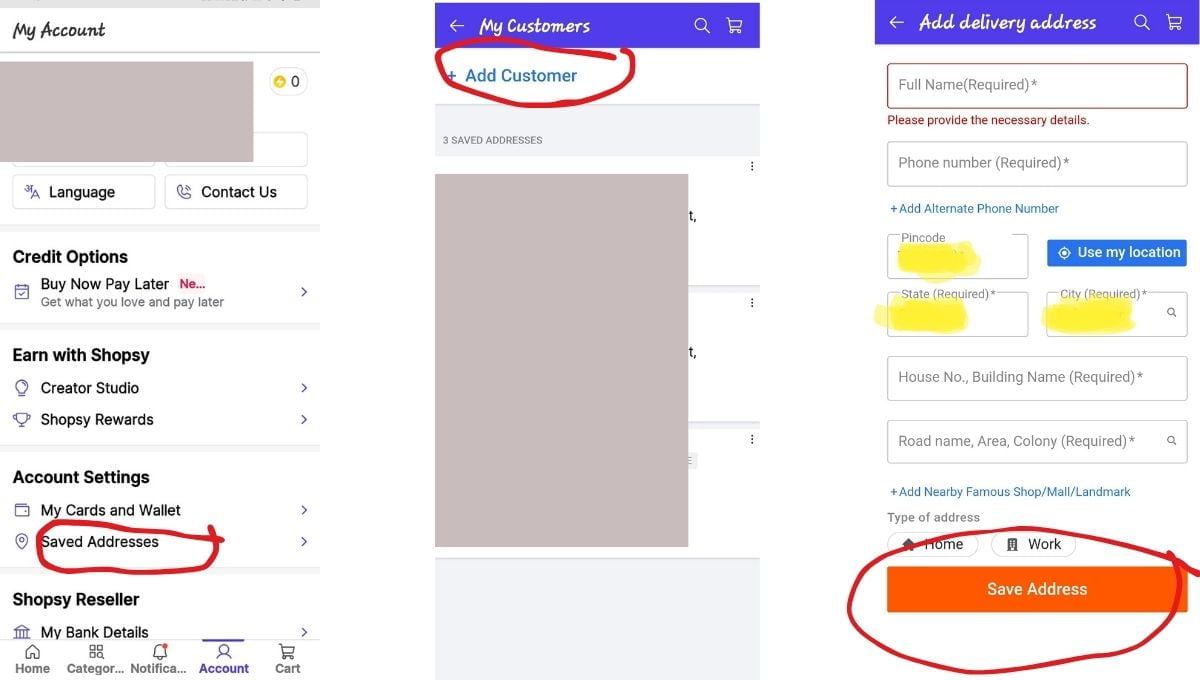 How to change address in Shopsy - TechyDigit